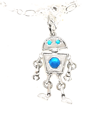Mini Blue Eyed Robot Necklace – Aunt Matilda's Steampunk Trunk