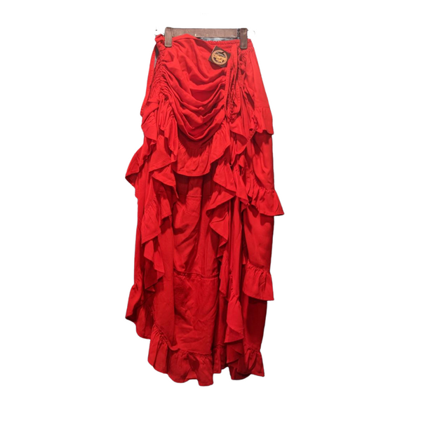 Red Adjustable High Low Ruffle Skirt – Aunt Matilda's Steampunk Trunk